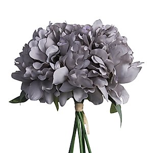Artificial Fake Peony Silk Flower Bridal Hydrangea Home Wedding Garden Decor, (Grey)