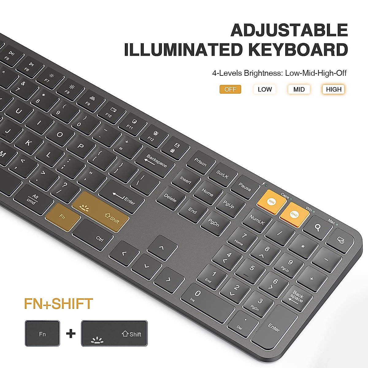 Backlit Wireless Keyboard and Mouse for Mac, ProtoArc KM100 Ultra Slim Backlit Wireless Keyboard, Rechargeable Silent Keyboard Mouse Combo for Mac OS, Windows 7/8/10, MacBook Air/Pro, Laptop (Black)