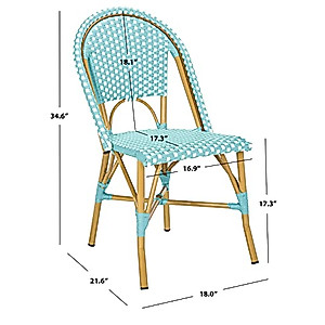 Safavieh Home Collection Hooper Indoor-Outdoor Stacking Side Chairs | Teal & White | Set of 2