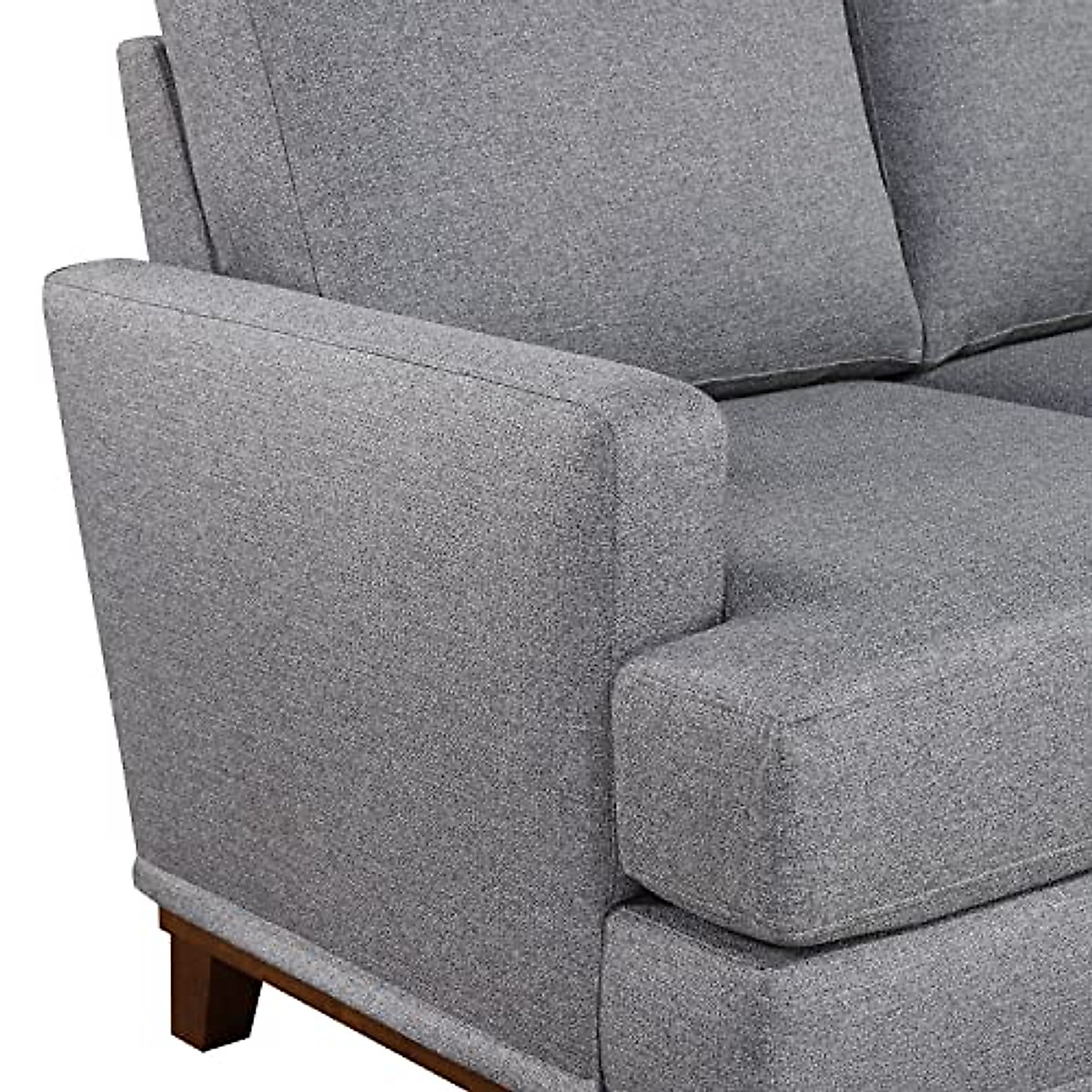 Bridgevine Home Modern 80 Inch Sofa Couch with Dark Walnut Accent Wood Base, for Living Room Easy Clean Couch, Deep Seating Reversable Memory Foam Cushions, Marcus Alabaster Grey, Avalon Grey