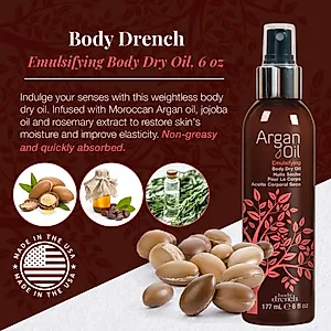 Body Drench Emulsifying Body Dry Oil, Restore Skin's Moisture, Improve Elasticity, 6 Oz