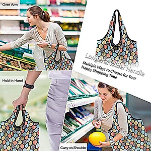 DZH Enjoy 10 Pack Cute Floral Leaves Print Reusable Grocery Bags Portable Foldable Shopping Bag Eco-friendly Shopping Tote with Hook,Medium