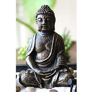 We pay your sales tax Feng Shui Tabletop Zen Garden Buddha Rock Rake Sand Candle Incense Burner Home Decor Gift (KT00034)