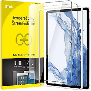 JETech Screen Protector for Samsung Galaxy Tab S8 Plus 2022 / Tab S7 FE 2021 / Tab S7 Plus 2020 12.4-Inch with Easy Installation Frame, Tempered Glass Film, HD Clear, 2-Pack
