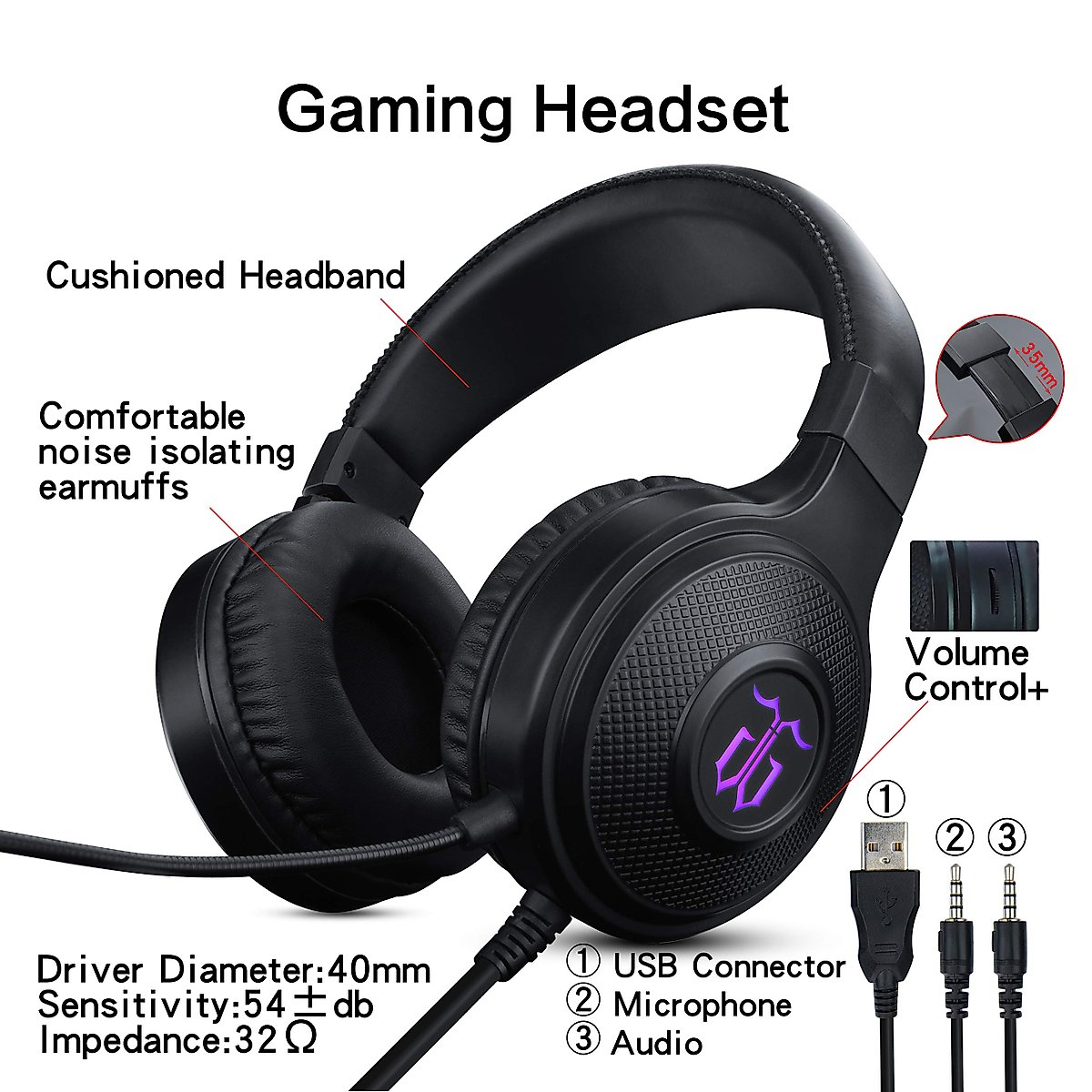 DGG ST-KM6 Wired RGB Backlit Gaming Keyboard and Mouse, Gaming Mouse Pad, Gaming Headset,All in One Combo for PC Gamers and Xbox and PS4 Users