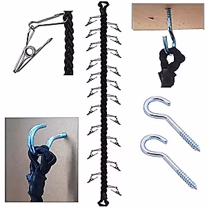 Storage Chain, Toy Organizer Chain, Elasticity Chain 60 inch + 20 Strong Stainless Steel Clips & Hardware, for Your Toy Organizer, Sun Visors, Hats, Scarves, Gloves,etc. Organizes almost anything