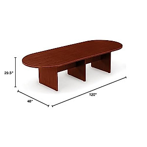 NBF 10L Conference Tables with Eight Seats - Laminate Conference Room Tables - Durable Office Meeting Table - Training Tables for Brainstorming Collaboration Sessions (48"D x 120"W x 29.5"H, Mahogany)