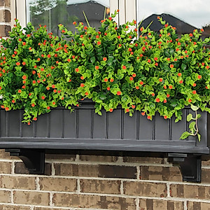 Edvision 9 Bundles Artificial Flowers, Outdoor UV Resistant Fake Flowers No Fade Artificial Plants for Indoor Outside Hanging Planter Window Box Garden Porch Patio Yard Home Wedding Decor (Orange)