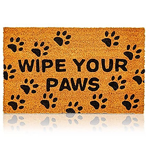 Juvale Nonslip Coco Coir Mat for Entrance, Wipe Your Paws Doormat for Front Door Entry, Dog Lovers (17 x 30 in)