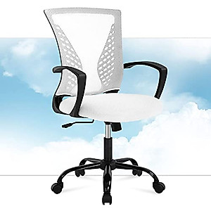 Home Office Chair Mesh Computer Chair Executive Mid Back Ergonomic Adjustable Desk Chair with Lumbar Armrest Support Modern Rolling Swivel Chair for Women&Men Adult