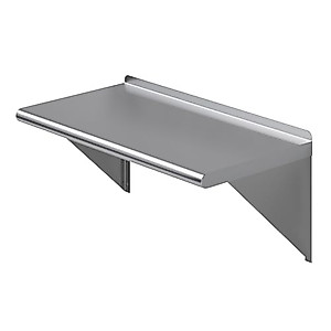 AmGood 16 in. x 30 in. Stainless Steel Wall Shelf | NSF Certified | Appliance & Equipment Metal Shelving | Kitchen, Restaurant, Garage, Laundry, Utility Room