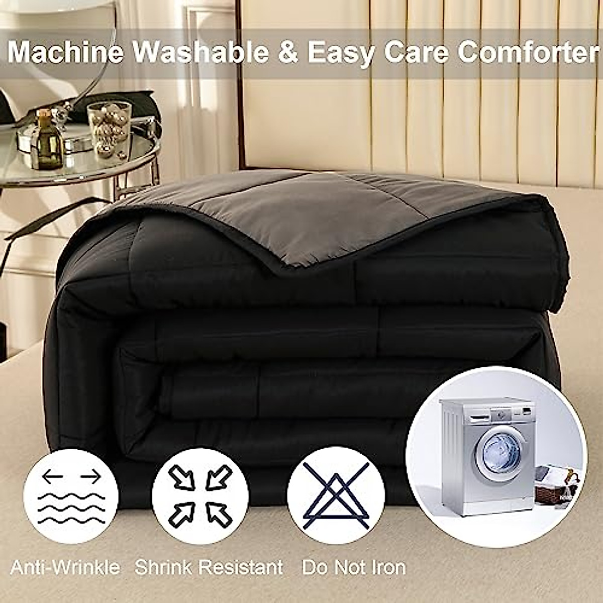 SOULOOOE Oversized California King Plus Comforter 120x120, Winter Warm Extra Large King Size Quilts 3 Pieces Lightweight Reversible Down Alternative Comforter for All Season with 8 Corner Tabs