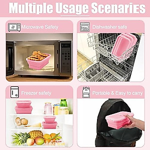 Collapsible Silicone Food Storage Containers with Lids,Set of 3 Silicone Lunch Box Containers,Foldable Meal Prep Container for Kitchen,Microwave & Dishwasher & Freezer Safe,BPA Free