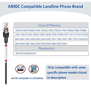 Arama Phone Headset with Noise Canceling Microphone Mute Switch RJ9 Telephone Headset Compatible with 6941 7841 7861 7941 7942 7945 7960 7961 7962 7965 8811 Office Landline Phones (A800C)