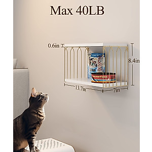 Sivapleso Floating Nightstand, White and Gold Small Wall Mounted Night Stands Modern Minimalism Hanging Bedside Table