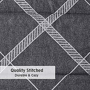 ATsense Comforter Set Queen, All Season 3-Piece 100% Cotton Fabric, Soft Microfiber Filled Bedding, Lightweight Reversible Duvet Insert (Grey&White, MY005)