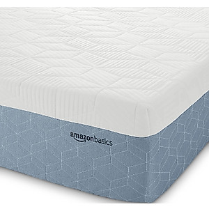 Amazon Basics Memory Foam Mattress, Medium Firm, Cooling Gel, King Size Mattress, CertiPUR-US® Certified Foam, 80 x 76 x 12 inches, White/Gray