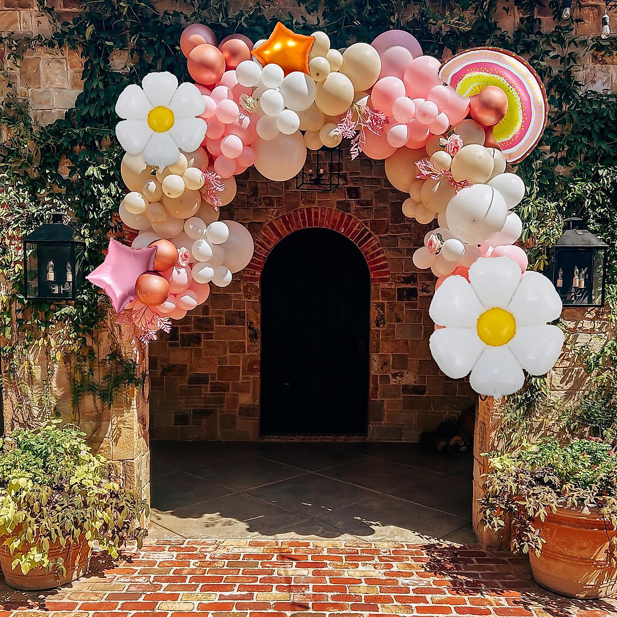 Daisy Groovy Balloon Boho Rainbow Balloon Groovy Birthday Party Decorations Daisy Flower Star Foil Balloons for Groovy Party Supplies Two Groovy Birthday Baby Shower Decor Supplies