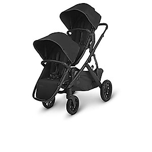 UPPAbaby Vista V2 Stroller - Jake (Black/Carbon/Black Leather) + Upper Adapter + RumbleSeat V2- Jake (Black/Carbon/Black Leather)