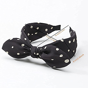 Lvyeer 3 Pack Bow Headbands for Women,Wide Polka Dot Headband for Women Rabbit Ear Hair hoop