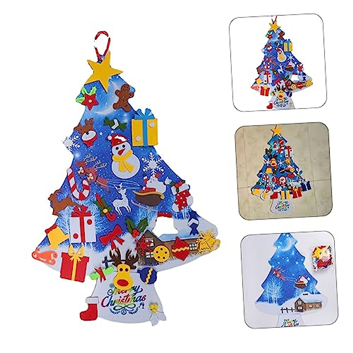 SAFIGLE 1 Set DIY Christmas Tree Artificial Christmas Tree Hand Decor DIY Crafts Christmas Felt Sticker New Year Felt Game Wall Xmas Tree Ornament Children DIY Felt Xmas Tree Felt Crafts