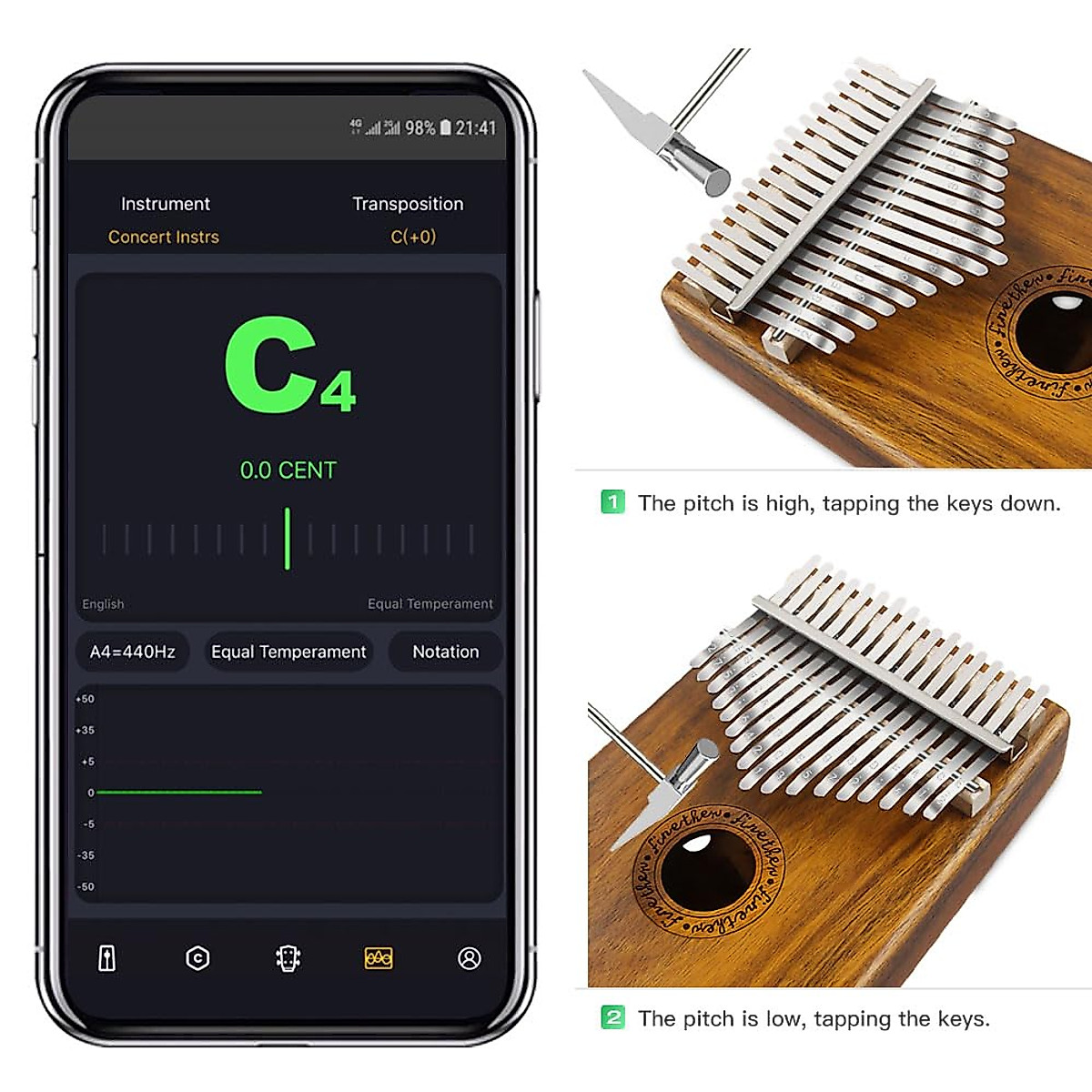 FINETHER Thumb Piano Kalimba with Audio Jack, 17 Key Koa Wood Calimba Finger Harp Piano Musical Instrument Birthday Christmas Thanksgiving Gift for Kids, Adults and Beginners