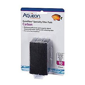 (3 Pack) Aqueon QuietFlow Carbon Specialty Filter Pads, Size 10, 4 Pads Per Pack