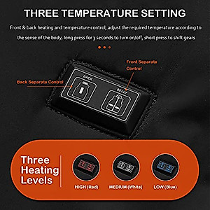 TAMEYA Womens Heated Vest with 3 Heating Levels, 9 Heating Zones, Washable Stand Collar Lightweight Zip Heated Vest With Battery Pack (Grey-Stripe,L)