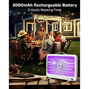 Bug Zapper Indoor and Outdoor - 10 Years Lifespan LED Mosquito Zapper, 4000V Rechargeable Fly Zapper for Patio Home Camping Balcony