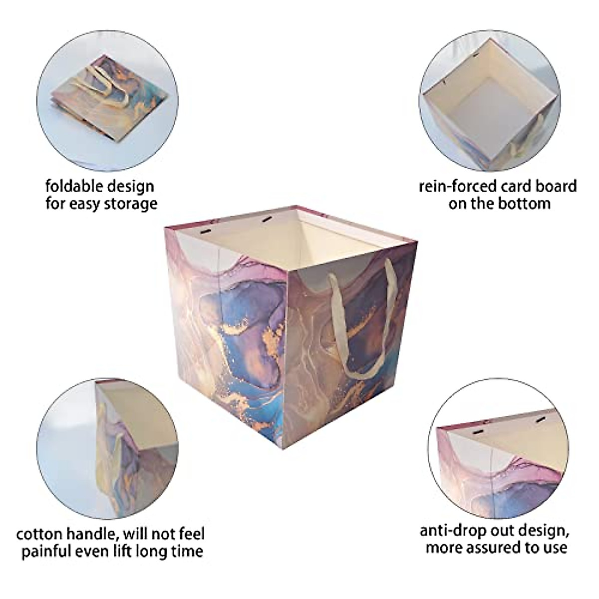 RUIFYRAY Extra Large Gift Bag, 11.8" Square Reusable Big Bag with Handle, for Wedding, Birthday, Presents, Father's Day, Thanksgiving, Christmas, New Year's, Holiday Gifts