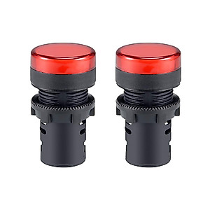 uxcell 2Pcs Red Indicator Light AC/DC 110V, 22mm Panel Mount, for Electrical Control Panel, HVAC, DIY Projects