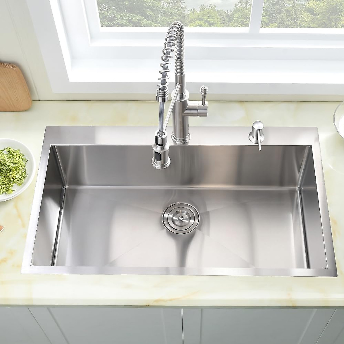 33 Inch Drop in Kitchen Sink, Jshozzy 33 x 19 Kitchen Sink Drop in 16 Gauge Stainless Steel Kitchen Sink Top Mount Single Bowl Deep Kitchen Sink with Drain Strainer