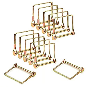 Minelife 12 Pieces Wire Lock Pin, 1/4 Inch Heavy Duty Safety Coupler Pin Shaft Locking Pin for Farm Trailers Wagons Lawn Garden(Square, Gold)