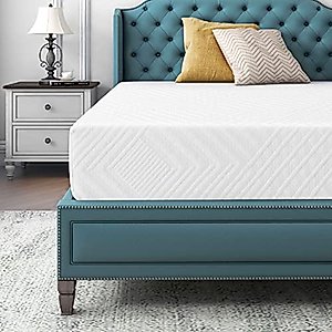 IULULU 8 Inch Queen Size Memory Foam Mattress, Bed in a Box Green Tea Gel Infused Mattresses, Breathable Removable Quilted Cover, Medium Feeling, White