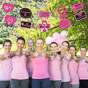 10 Pcs Breast Cancer Awareness Banner Porch Sign Breast Cancer Yard Signs Wall Hanging Cancer Awareness Decorations Breast Cancer Backdrop Pink Ribbon Party Decorations for Outdoor Indoor Party Supply