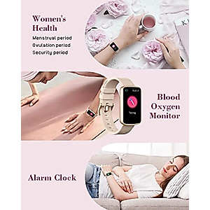 SHANG WING Smart Watches for Women Compatible with iPhone Android Phones, LYNN2 Slim Women's Watch Fitness Tracker Digital Watch with Heart Rate Monitor Pedometer Step/Sleep Tracker Waterproof Pink