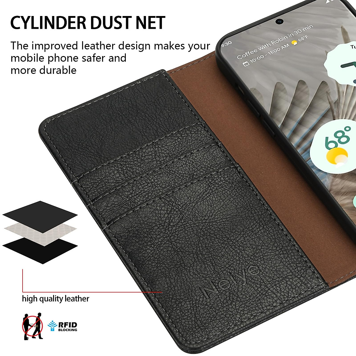 Neiye for Google Pixel 7 Pro Wallet Case with [RFID Blocking] Card Slot Stand Strong Magnetic Flip Fold Leather Protective Phone Case for Google Pixel 7 Pro Case Wallet(6.7 inch-Black)