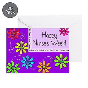 CafePress Happy Nurses Week Greeting Card (20-pack), Note Card with Blank Inside, Birthday Card Glossy