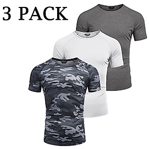 COOFANDY Men 3 Pack Workout Shirt Short Sleeve Gym Bodybuilding Muscle Shirts Base Layer Fitness Tee Top