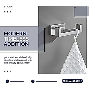 Angle Simple Double Towel Hook, SUS304 Stainless Steel Bath Towel Holder, Bathroom Double Robe Hook, Hand Towel Hanger Wall Mount, Brushed Nickel