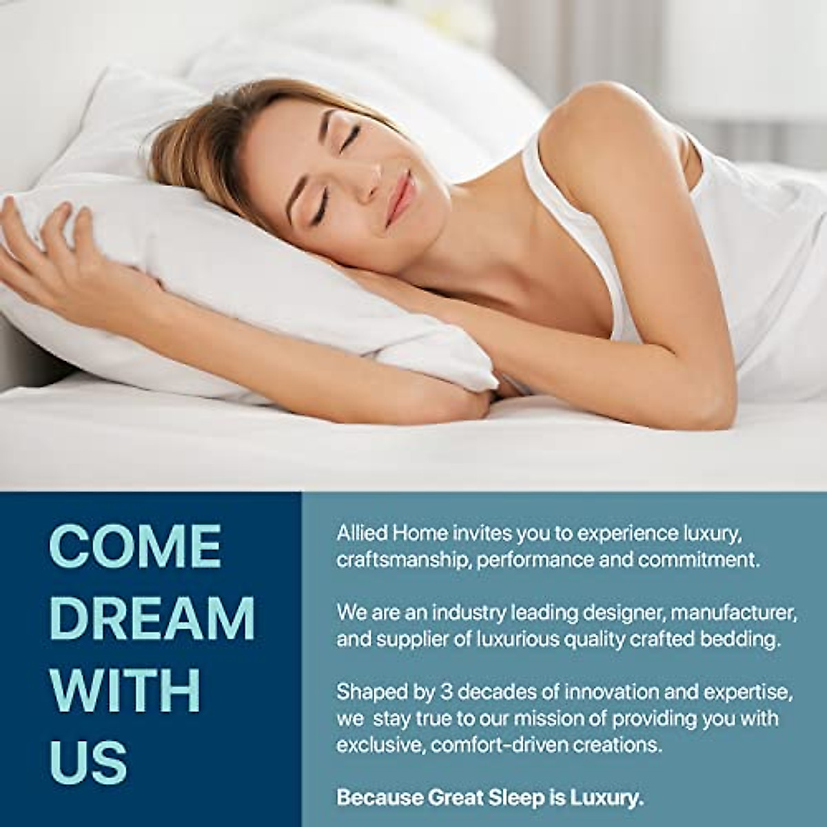 Allied Home 2" Queen Bed Mattress Topper w Goose Feathers & 300 TC Cotton Shell - Hypoallergenic Dorm Essentials Bed Pad - Quilted Down Mattress Topper For Queen Beds - Luxury 80”x60” Queen Bed Topper