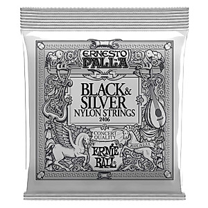 3 PACK Ernie Ball P02406 Ernesto Palla Nylon Black and Silver Classical Tie On Set