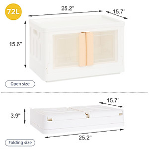 Storage Cabinet Plastic-76Qt/19Gal Baby Clothes Organization and Storage White Stackable Toy Storage with Lids, Collapsible Storage Box with Wheels Plastic Containers Storage Bins