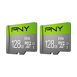 PNY 128GB Elite Class 10 U1 microSDXC Flash Memory Card 2-Pack - 100MB/s, Class 10, U1, Full HD, UHS-I, micro SD