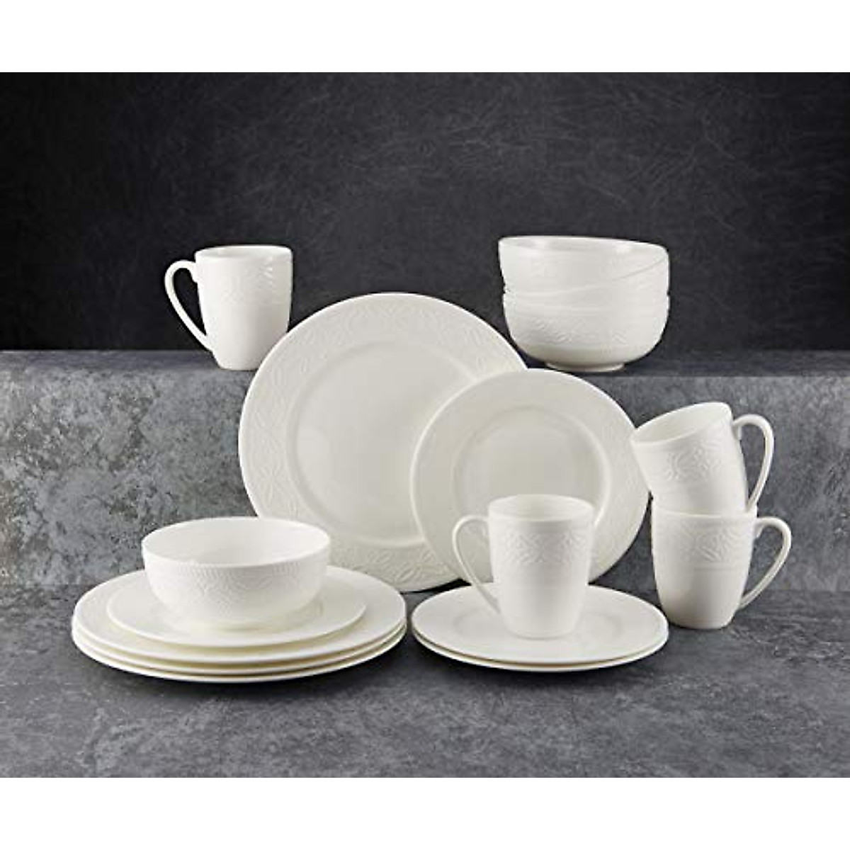 Mikasa Indira Chip Resistant 16-Piece Dinnerware Set, Service For 4, White