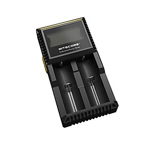 Nitecore D2 EU Battery Two Bays Charger with LCD Display,Black,Li-ion (26650, 22650, 18650, 17670, 18490, 17500, 18350, 16340(RCR123), 14500, 10440). Ni-MH and Ni-Cd (AA, AAA, AAAA, C) rechargeable batteries