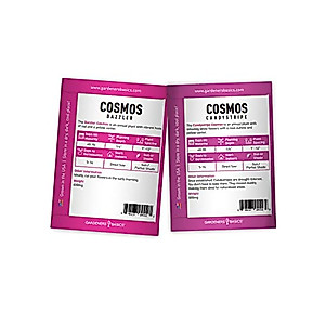Cosmos Seeds for Planting Outdoors Flower Seeds (4 Variety Pack) Cosmos Candystripe, Sensation Mix, Dazzler, Purity Pink and White Varieties for Bees, Pollinators Wildflower Seed by Gardeners Basics
