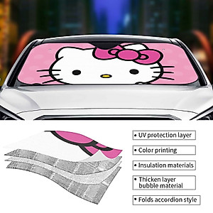 Wasinle Cartoon Car Windshield Sunshade Blocks Sun Visor Protector Foldable Sun Shield Keep Your Vehicle Cool, Fits Windshields of Most Sizes（Small 51 x 27.5 in） Black 6