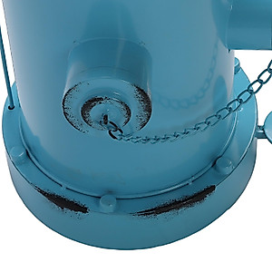 Fire Hydrant Trash Can with Inner Bucket, Industrial Retro Iron Large Capacity Pedal Garbage Can, Craft Ornament Waste Bins for Indoor Outdoor Park Garden (Light Blue)