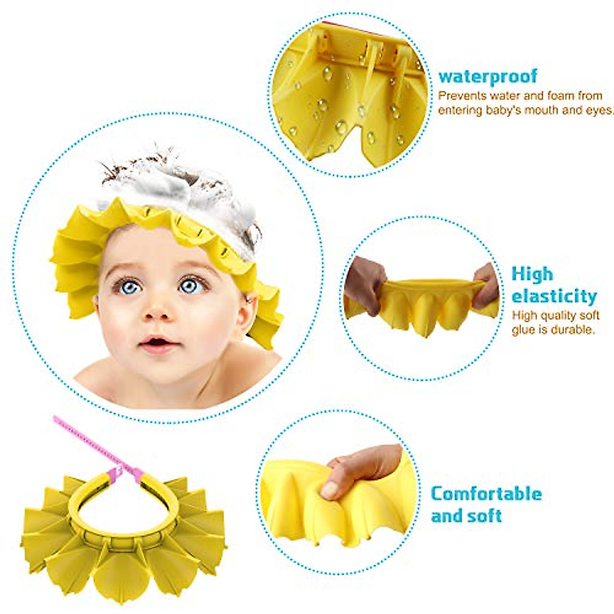 Baby Shower Cap, Gimilife Baby Shower Head Protector Safe Bathing Shampoo Shower Protection Hat Bathroom Safety Cap, Silicone Adjustable Bath Visor Hat for Baby,Toddler, Children, Kids